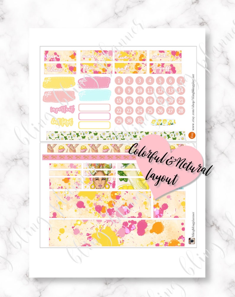 LEMON PRINTABLE PLANNER Stickers Summer Planner Kits | Etsy
