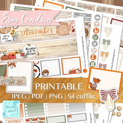 Happy Planner November Monthly Kit Printable November - Etsy