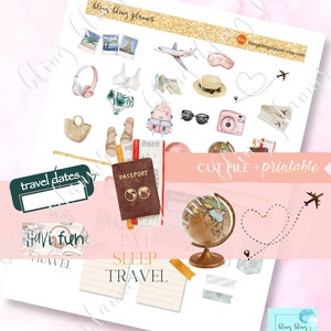 TRAVEL PLANNER STICKERS, Road Trip Planner Deco, Travel Printable Deco ...