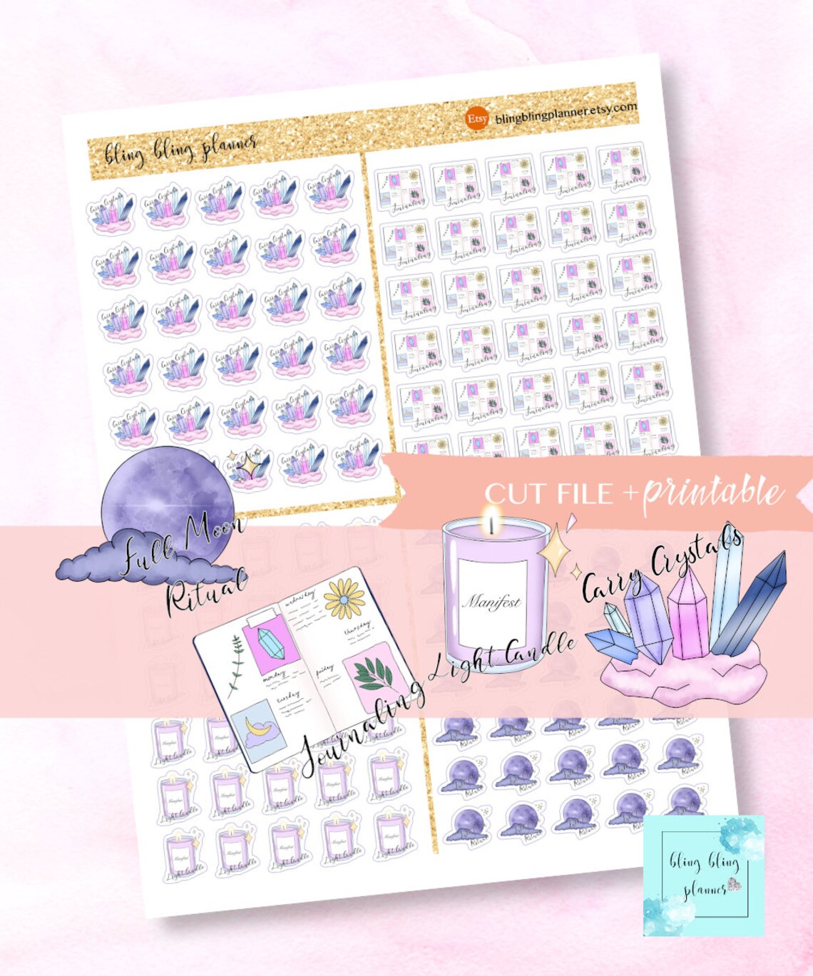 MANIFEST PRINTABLE PLANNER Stickers Meditate Printable - Etsy