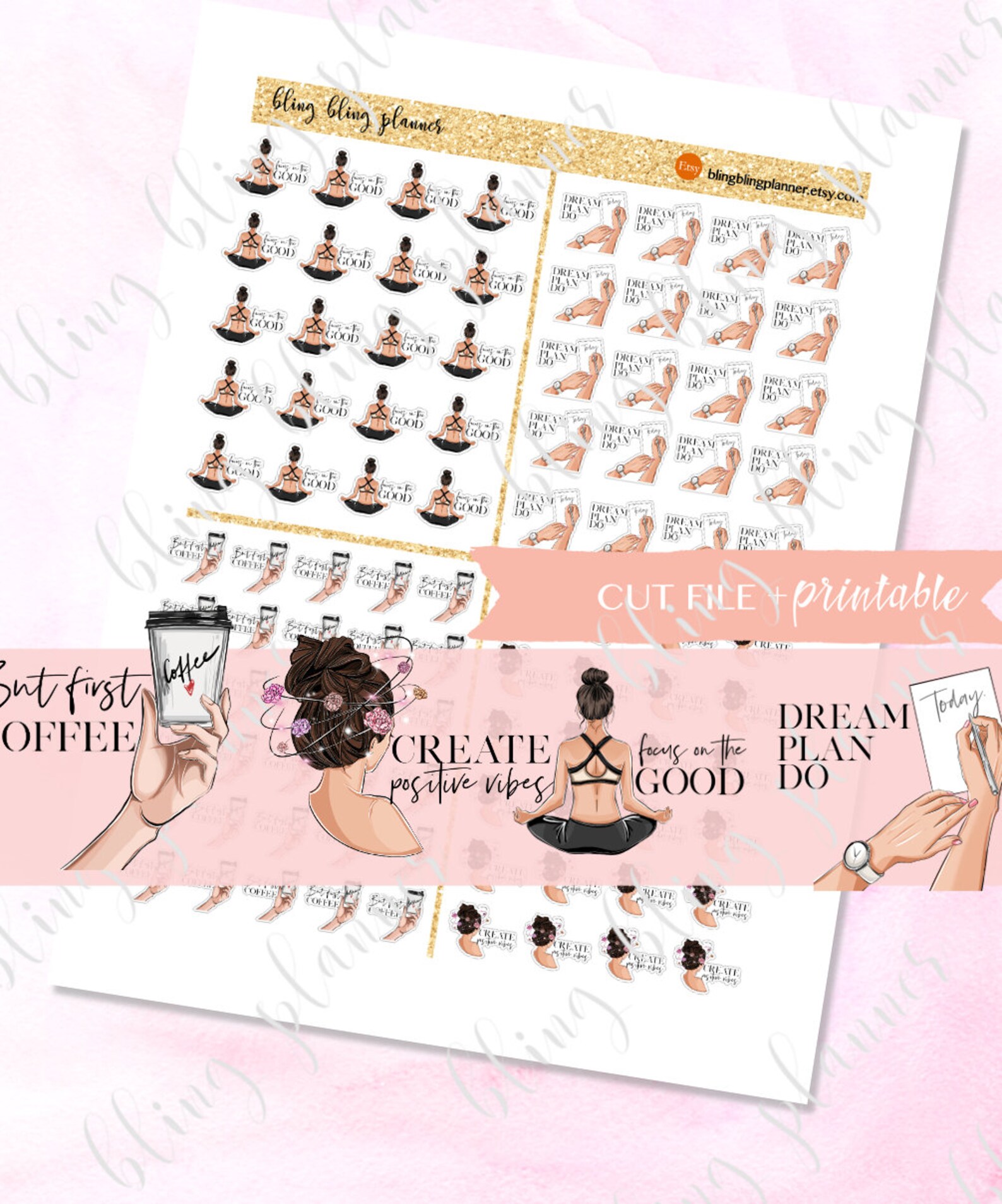 GIRL BOSS PLANNER Stickers, Printable Girl Boss Sticker, Coffee First ...