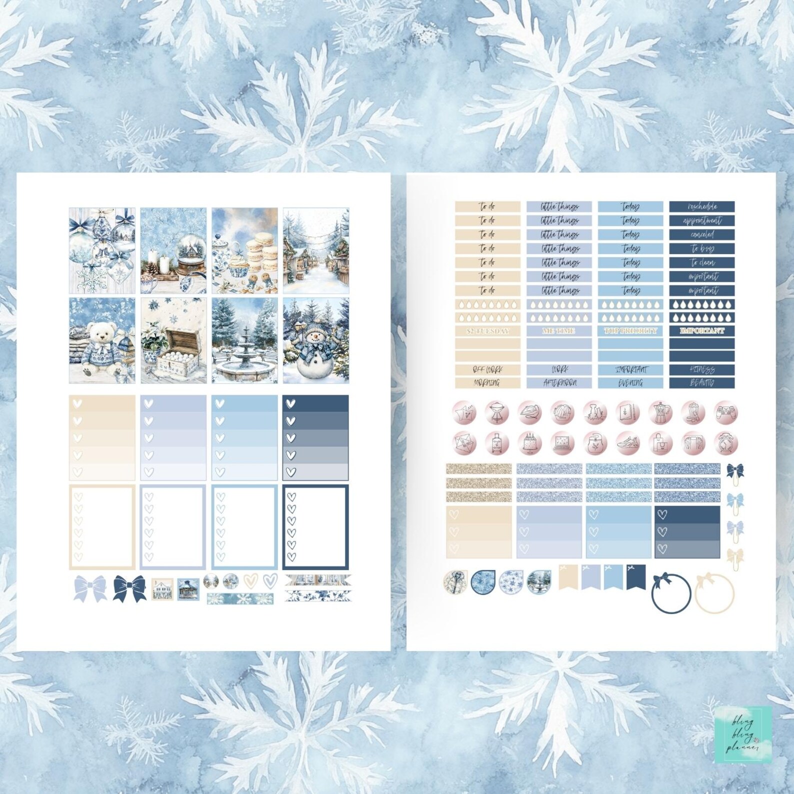 Let It Snow Winter Printable Erin Condren Weekly Sticker, Snowflake EC ...