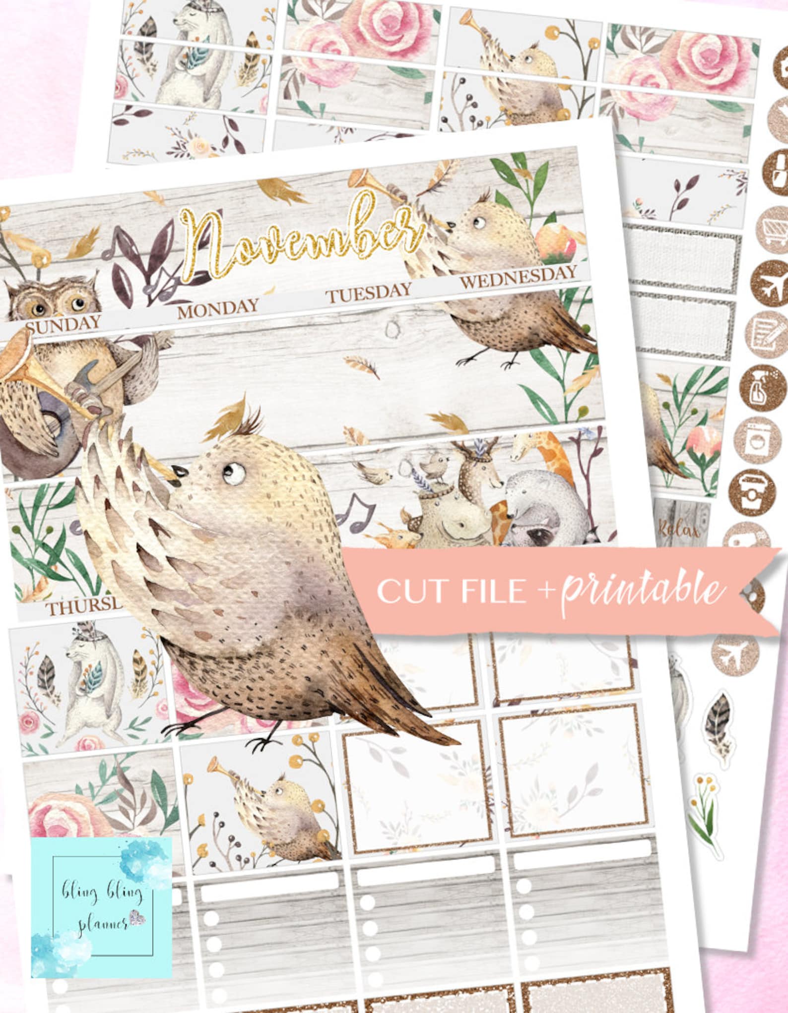 NOVEMBER MONTHLY VIEW Printable, Monthly Planner Kit, Fall Planner ...