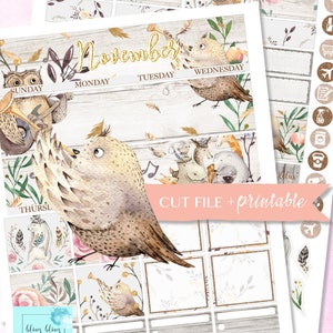 NOVEMBER MONTHLY VIEW Printable, Monthly Planner Kit, Fall Planner ...