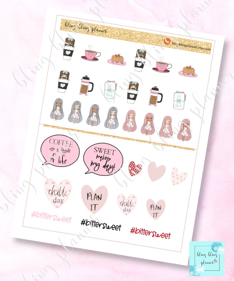 PRINTABLE COFFEE GIRL Stickers, Printable Coffee Doll Stickers ...