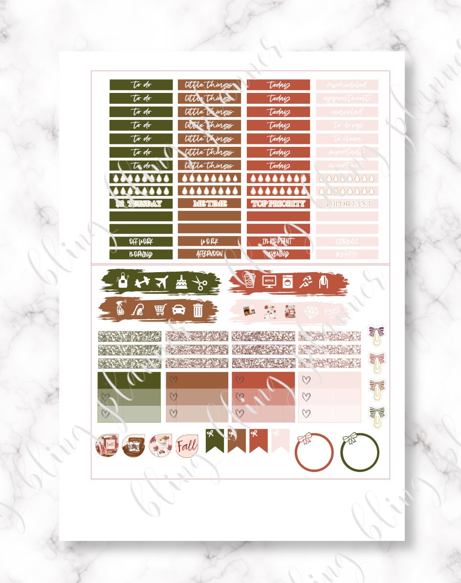 FALL PLANNER STICKER Kit Fall Printable Kit Pumpkin Planner - Etsy