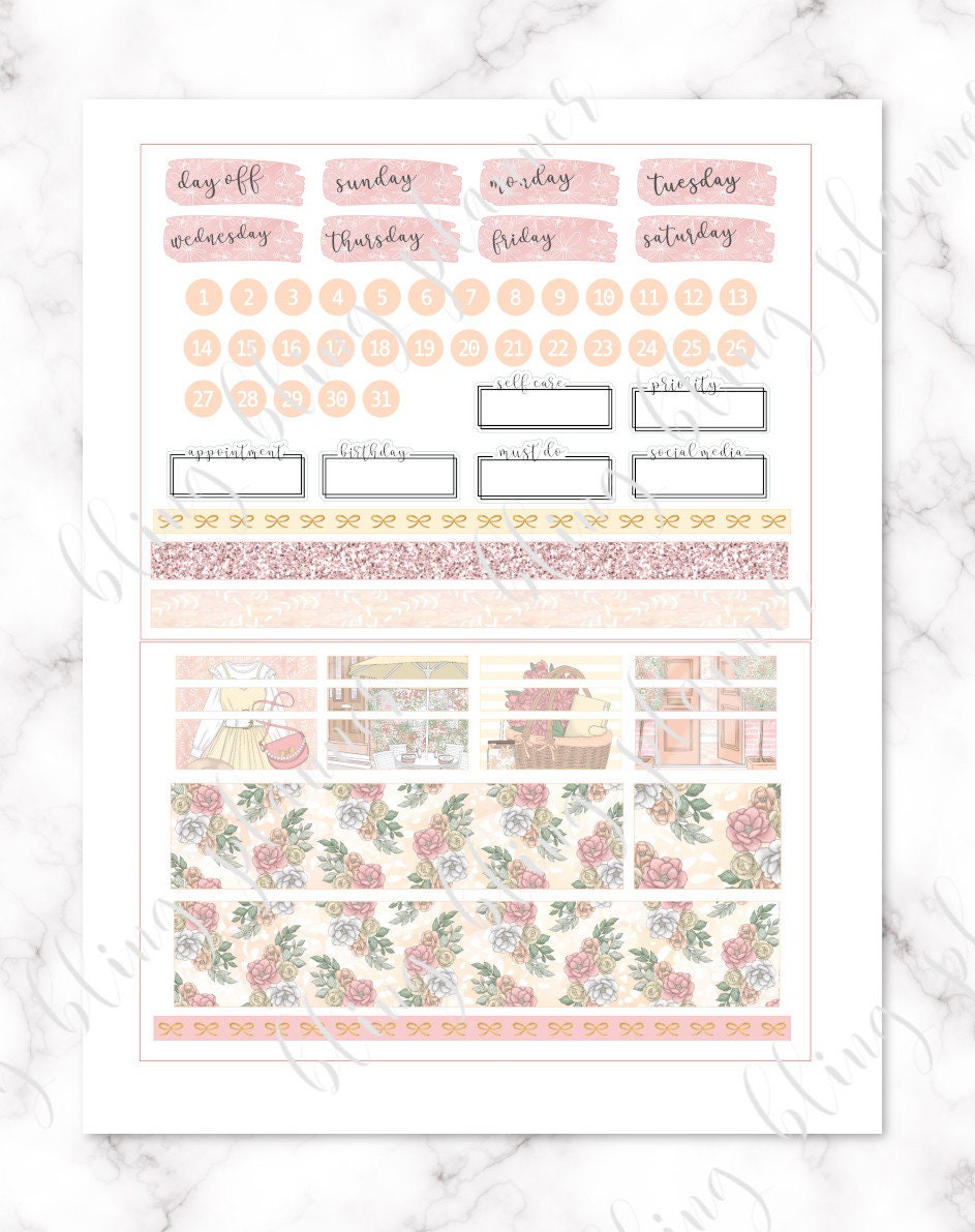 SPRING PRINTABLE Planner Stickers Flower Erin Condren Kit - Etsy