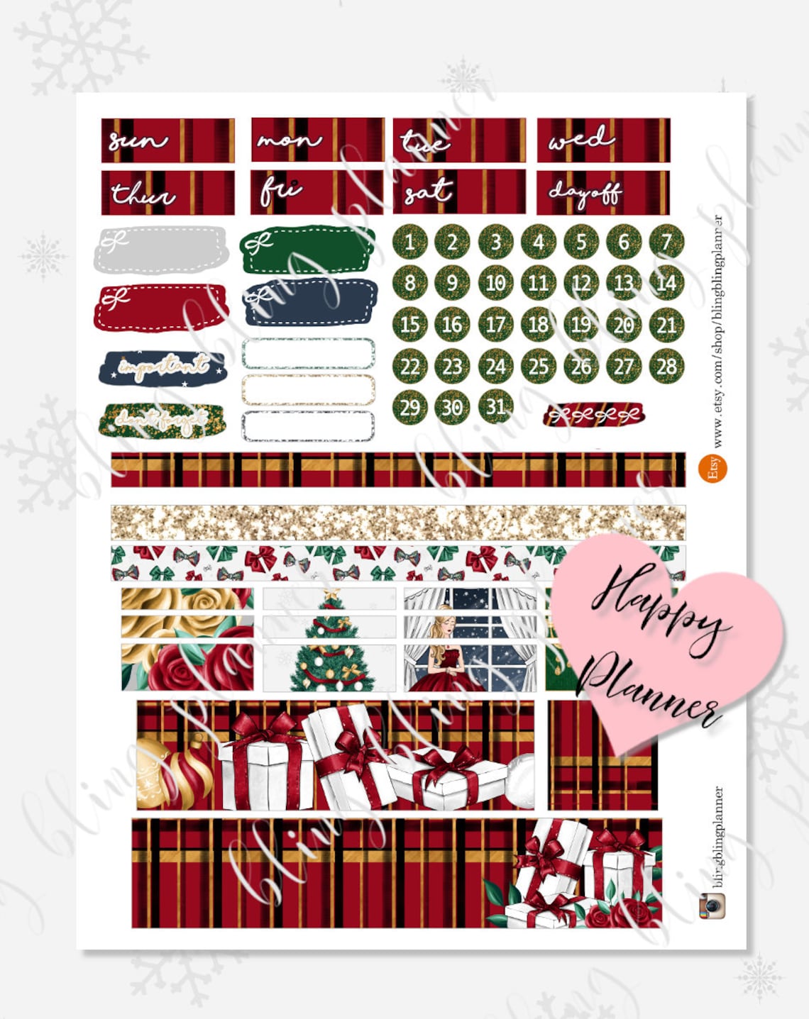 HAPPY PLANNER HOLIDAY Stickers Printable Christmas Happy | Etsy