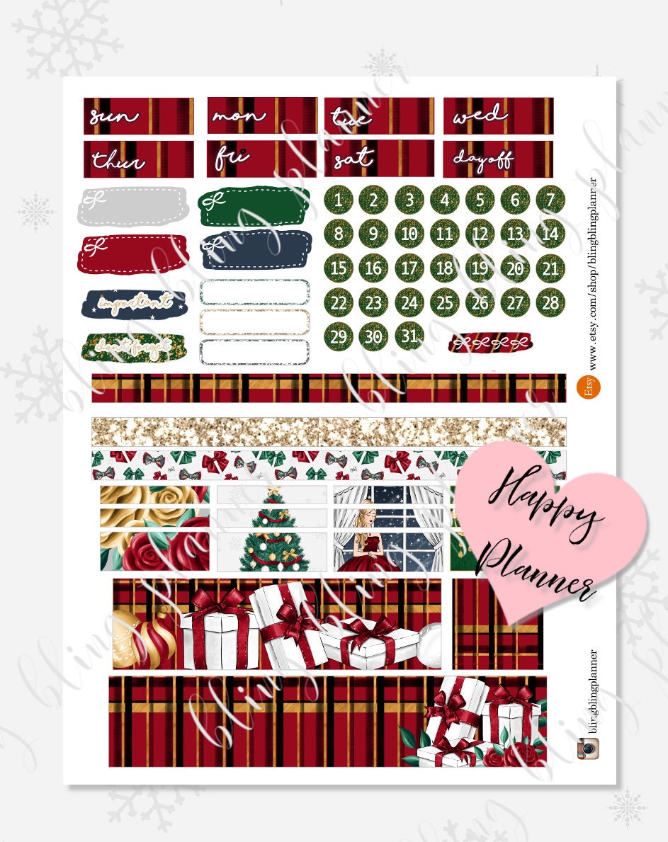 HAPPY PLANNER HOLIDAY Stickers Printable Christmas Happy | Etsy