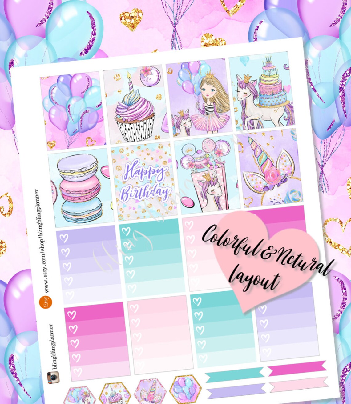 BIRTHDAY PRINTABLE planner STICKERS printable planner | Etsy