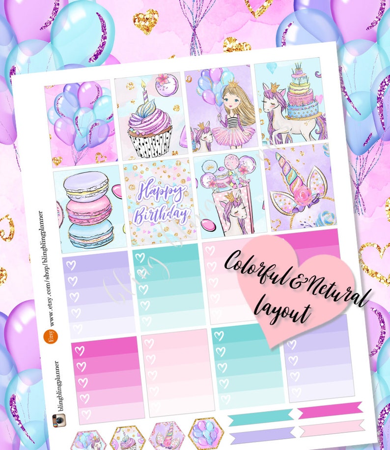 BIRTHDAY PRINTABLE Planner STICKERS, Printable Planner Stickers ...