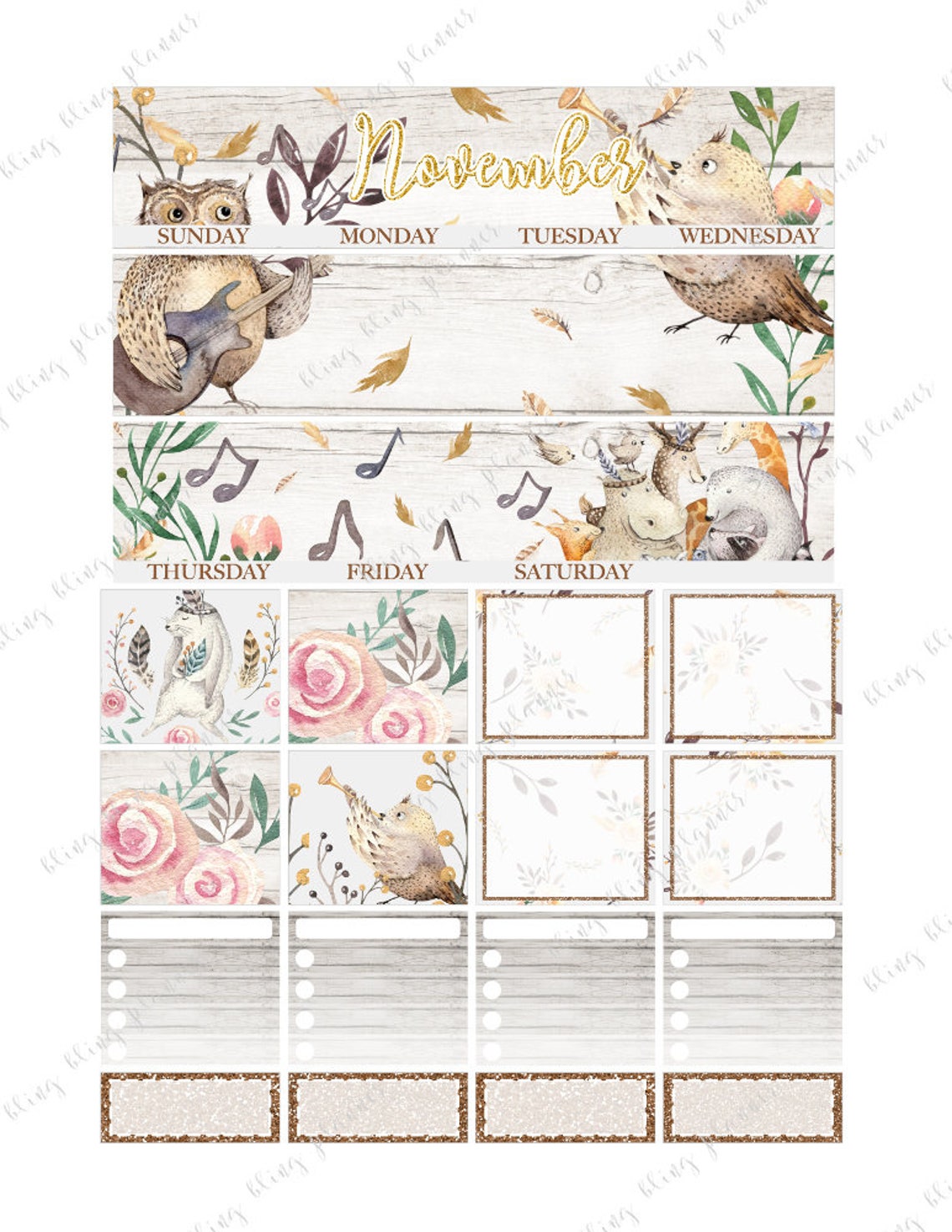 NOVEMBER MONTHLY VIEW Printable, Monthly Planner Kit, Fall Planner ...