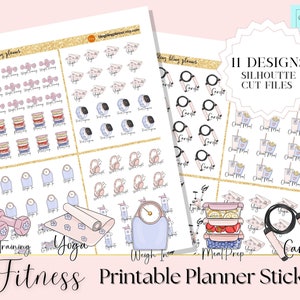 FITNESS Printable PLANNER STICKERS, Yoga Planner Sticker, Meal Prep ...