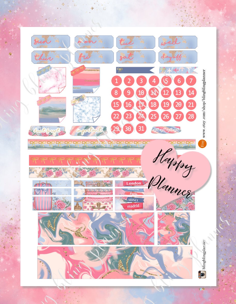 HAPPY PLANNER Travel STICKERS Printable Happy Planner | Etsy