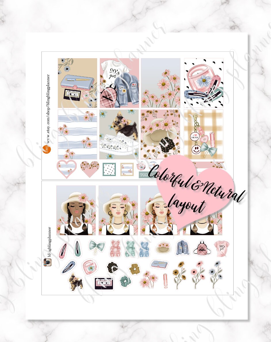 SPRING PRINTABLE PLANNER Stickers, Spring Girl Planner Kit, April ...