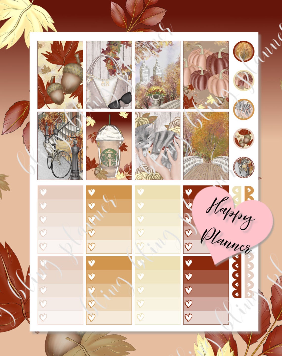 PRINTABLE HAPPY PLANNER Sticker Fall Weekly Kit Printable | Etsy
