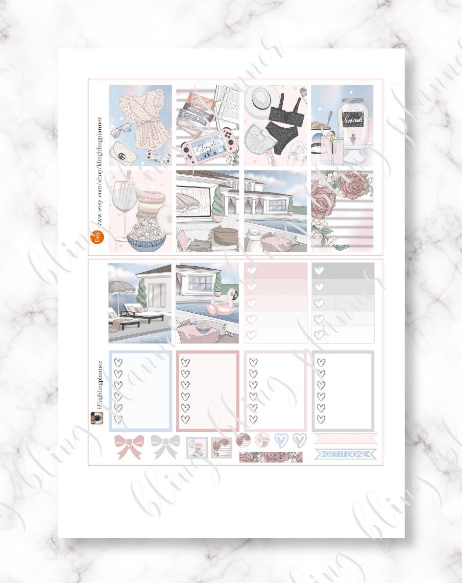 STAYCATION PRINTABLE PLANNER Stickers, Travel Planner Stickers, Resort ...