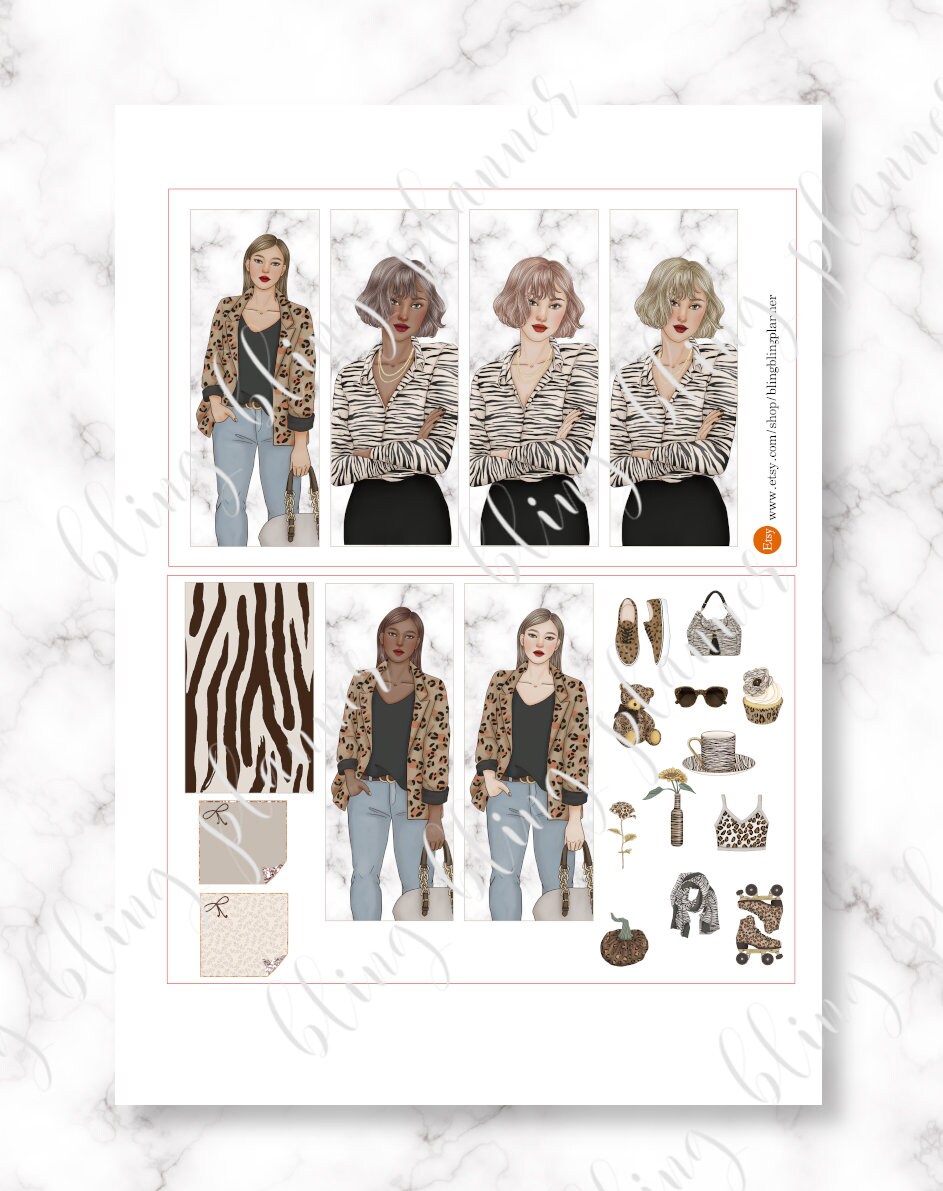 LEOPARD PRINTABLE PLANNER Stickers Leopard Planner Sticker - Etsy