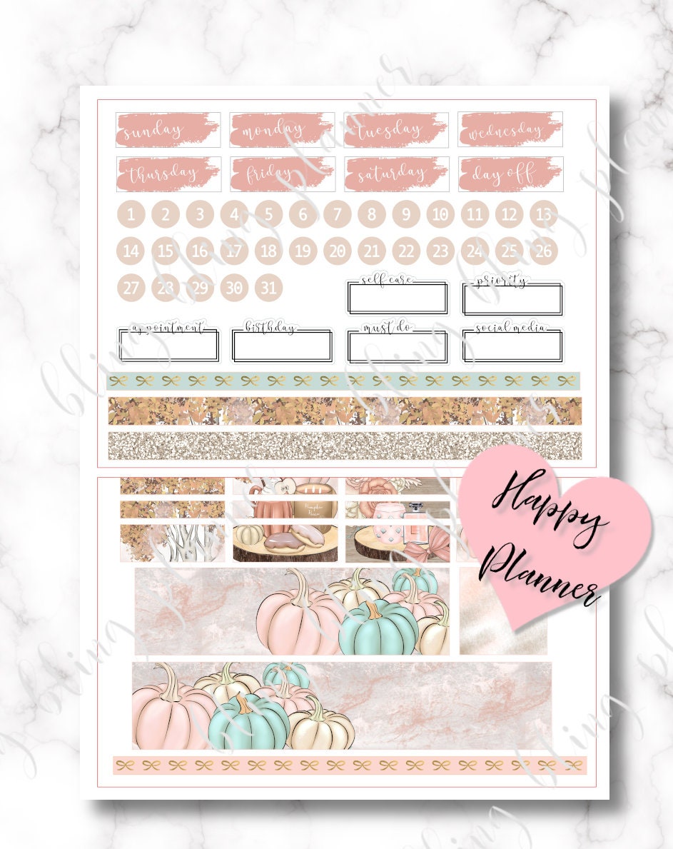 HAPPY PLANNER Fall PRINTABLE Sticker, Fall Printable Sticker Kit, Happy ...