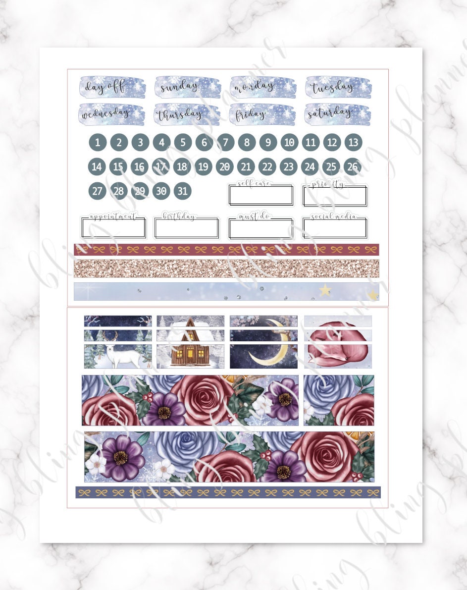 WINTER PRINTABLE PLANNER Stickers Snow Printable Stickers - Etsy