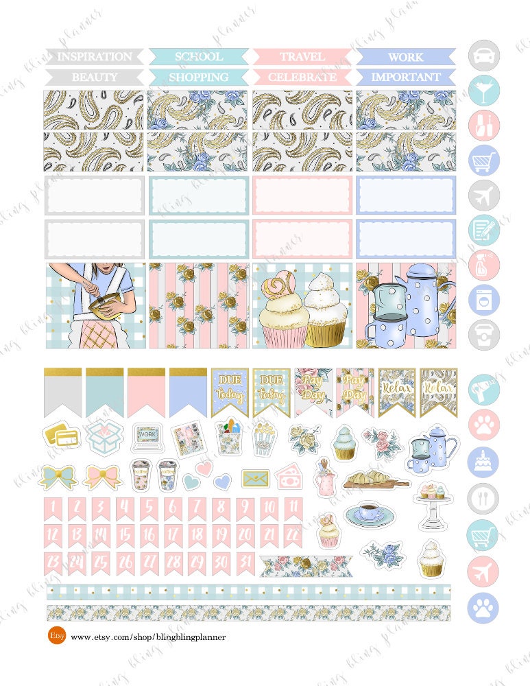 FEBRUARY MONTHLY KIT Printable February Monthly View Sticker | Etsy