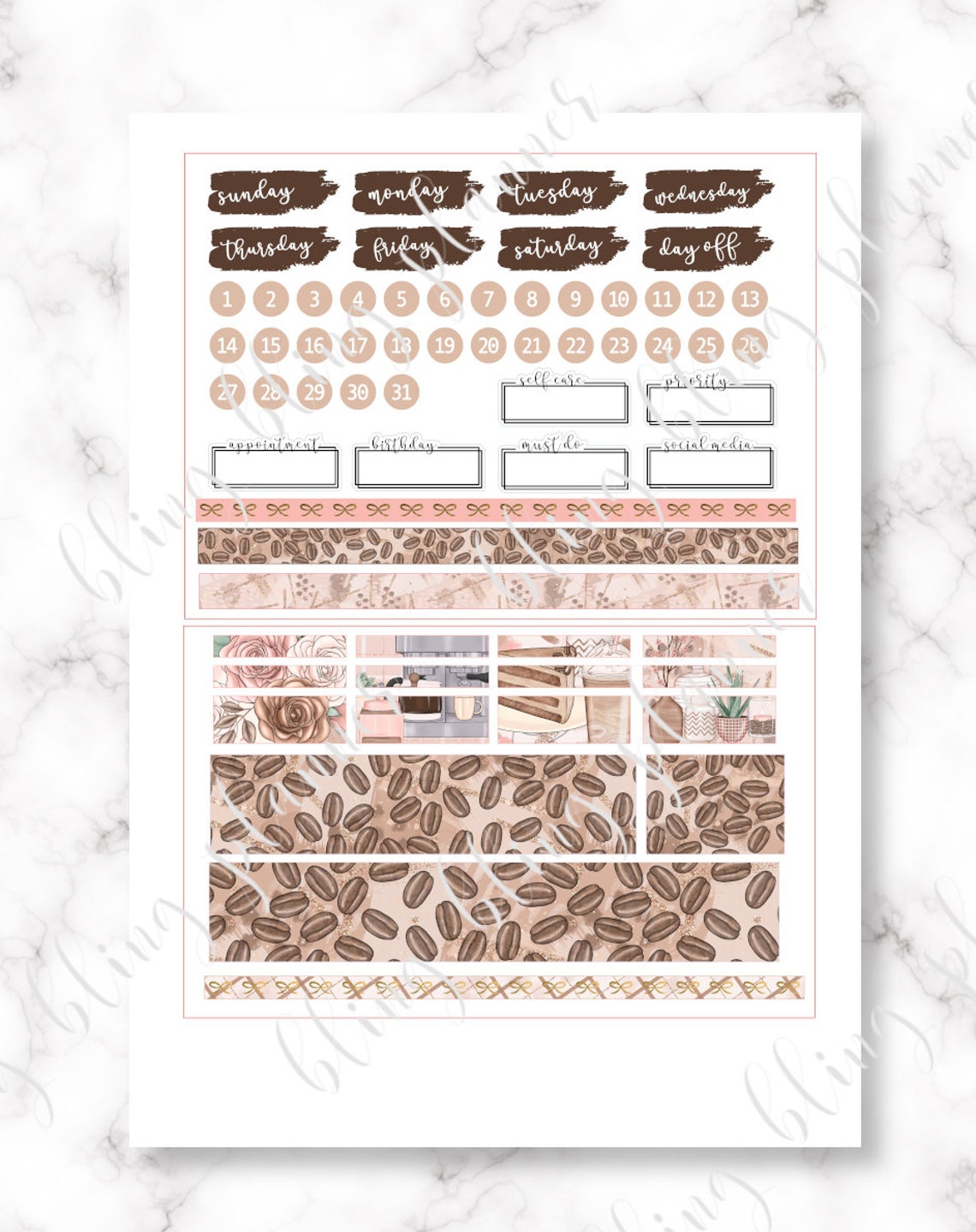 COFFEE PRINTABLE PLANNER Stickers Morning Coffee Stickers - Etsy