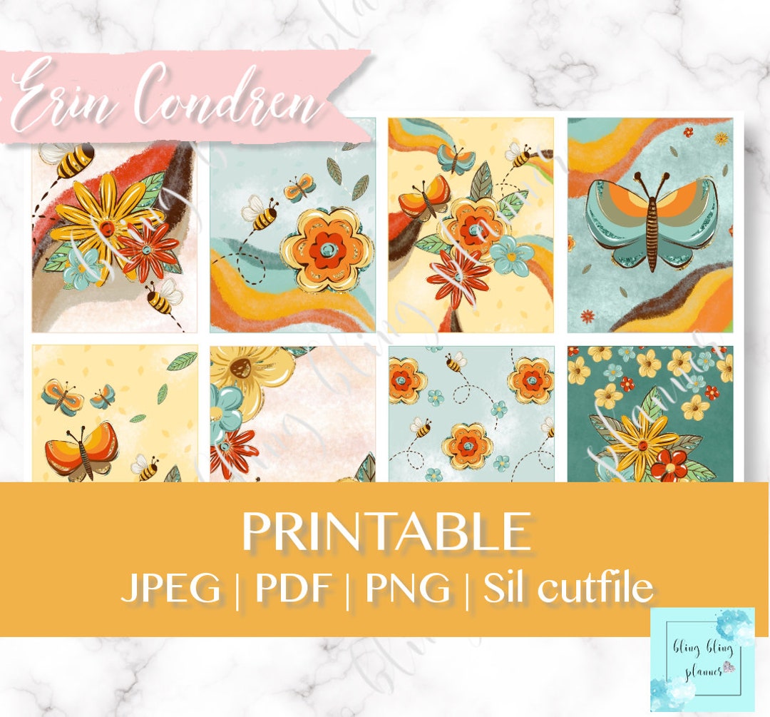RETRO FLOWER PRINTABLE Planner Sticker, Flower Printable Planner ...