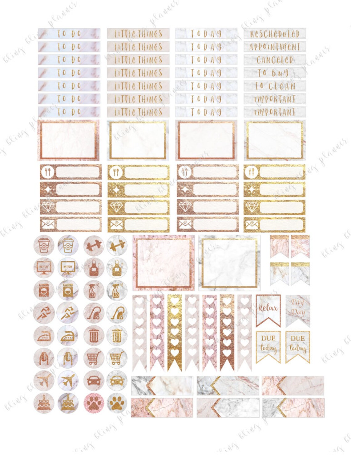 PRINTABLE PLANNER STICKERS Marble Planner Stickers Marble - Etsy