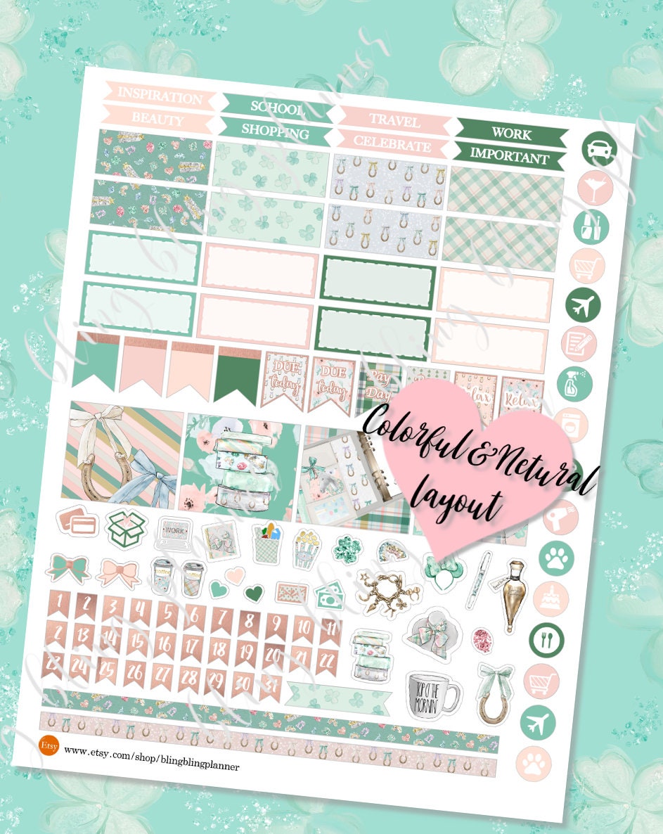 MARCH MONTHLY VIEW Printable March Planner Sticker Kits St - Etsy