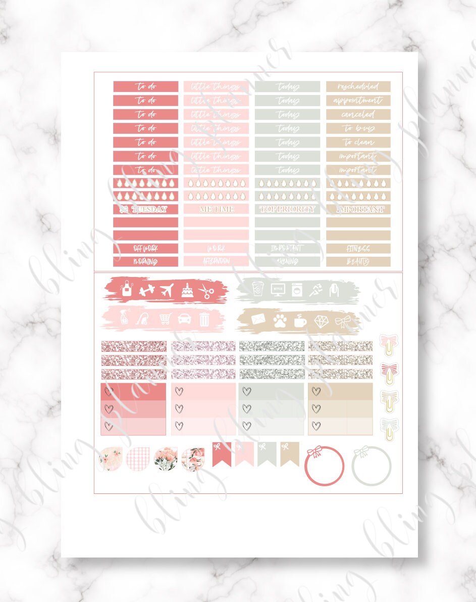 PEACH PRINTABLE PLANNER Stickers Summer Planner Kits - Etsy