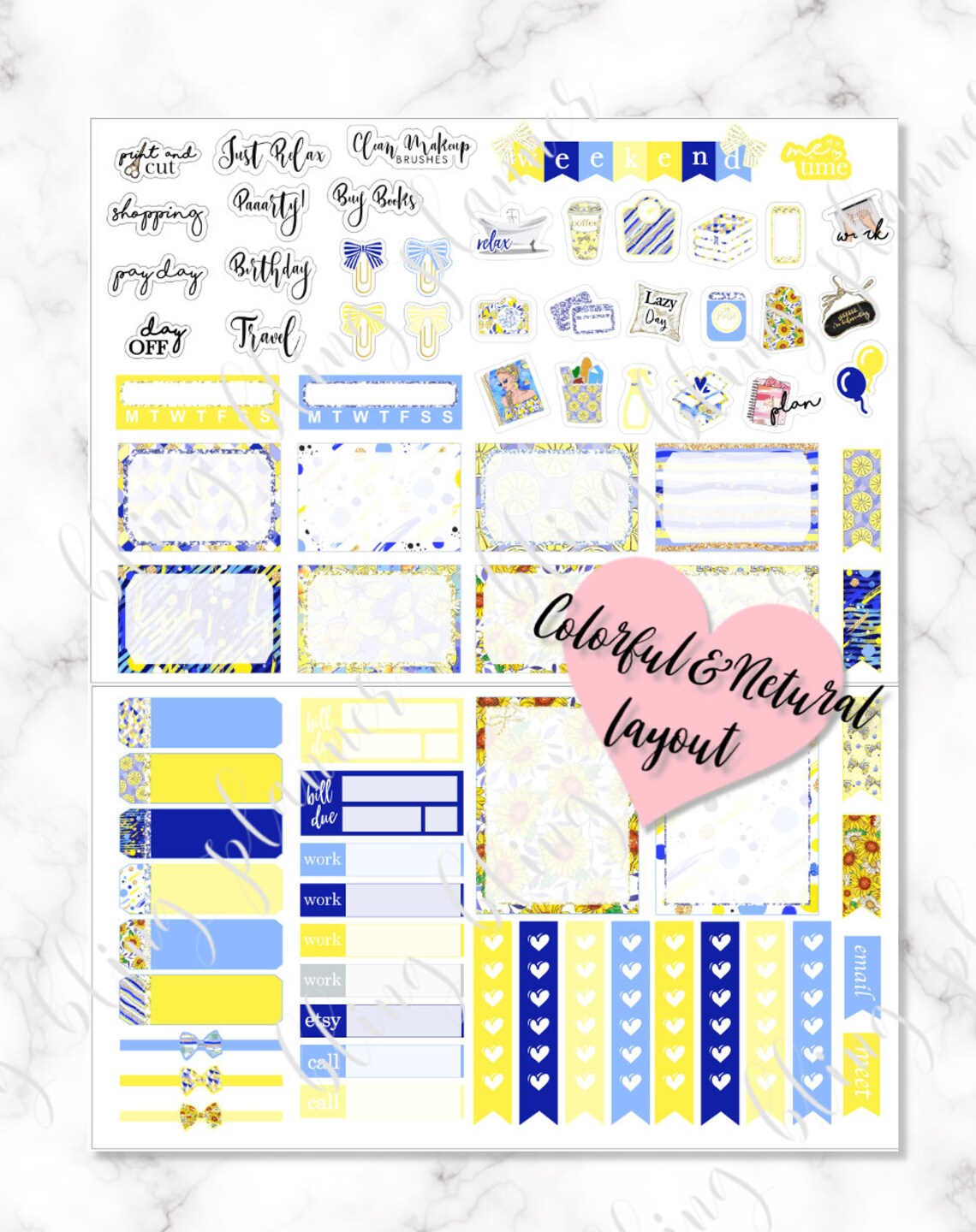 SUNFLOWER PRINTABLE PLANNER Sticker Summer Planner Kits - Etsy