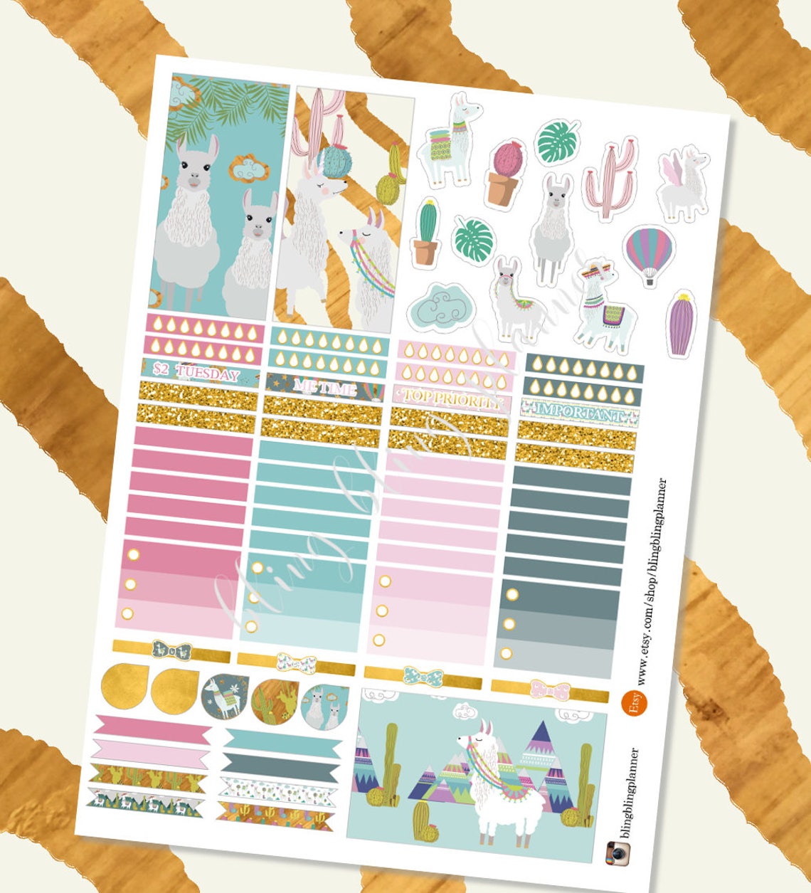 Llama Planner Stickers, Spring Planner Kit, Printable Llama Kit ...