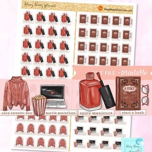 FALL BUCKET LIST Stickers, Printable Fall Bucket Stickers, Planner ...