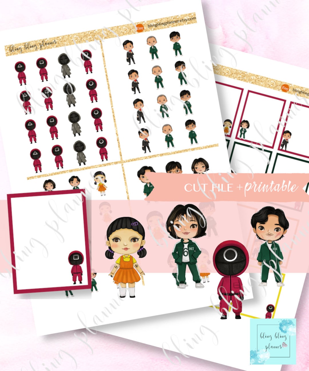 PRINTABLE SQUID GAME Stickers, Printable Front Man Stickers, 456 ...