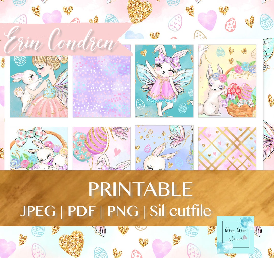 EASTER PRINTABLE PLANNER Stickers, Easter Rabbit Sticker Kit, Spring ...