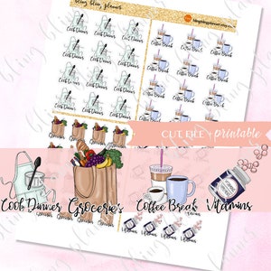 PRINTABLE PLANNER ICON Stickers, Printable Food Planner Sticker, Brunch ...