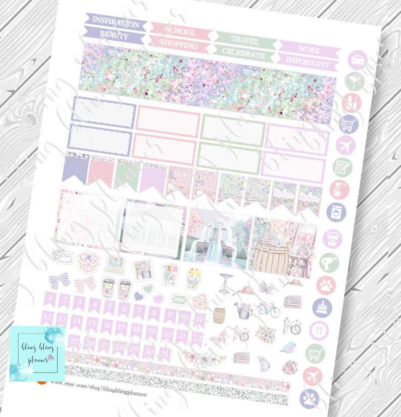 MARCH MONTHLY VIEW Printable March Planner Sticker Kits - Etsy