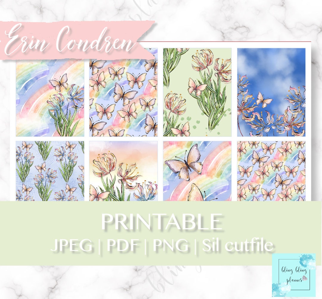 BUTTERFLY PRINTABLE PLANNER Stickers, Spring Planner Sticker, Rainbow ...