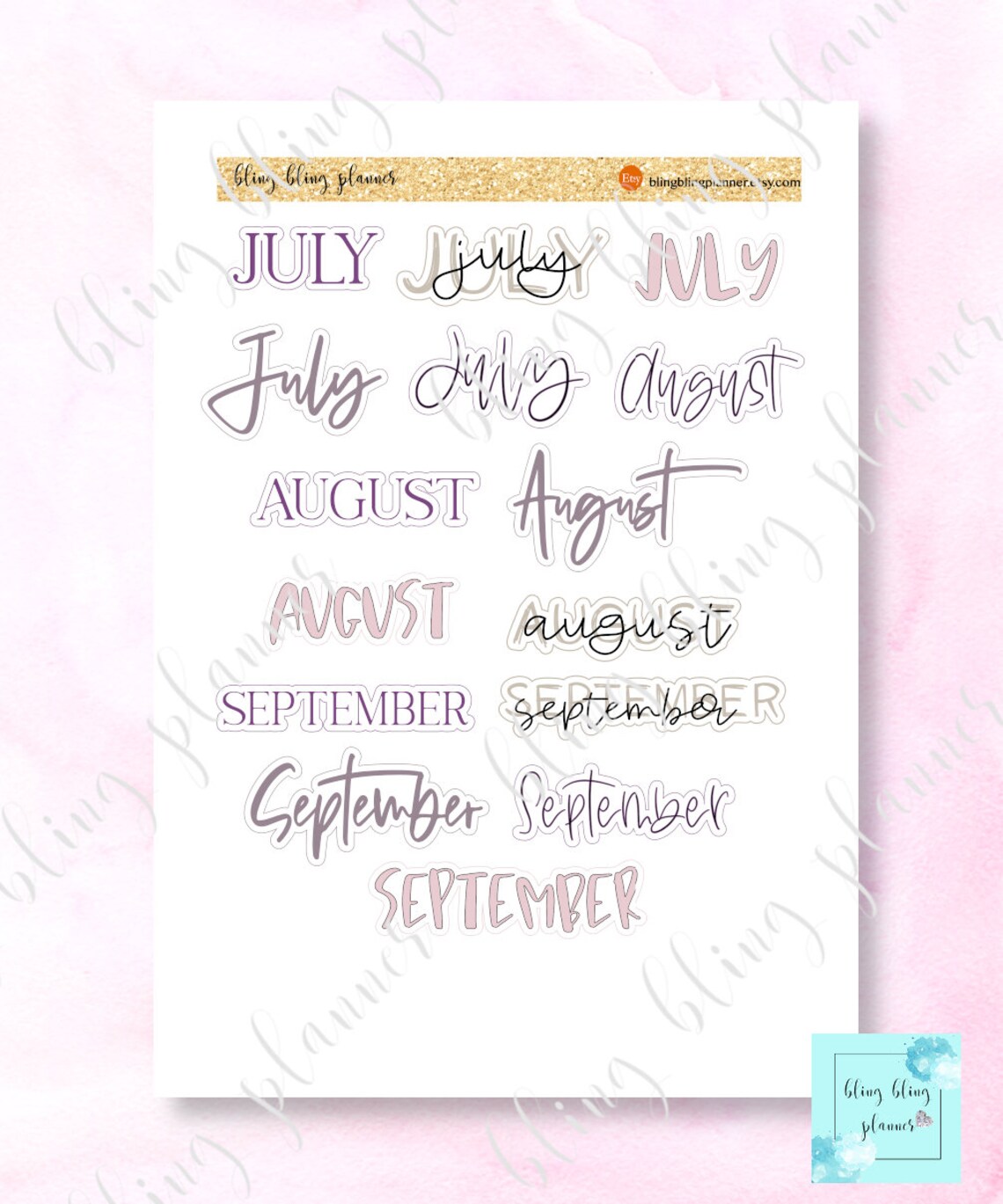 PRINTABLE MONTH STICKERS, Month Script Planner Stickers, October ...