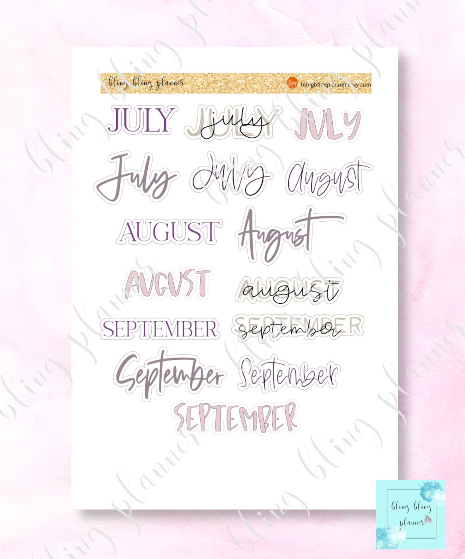 PRINTABLE MONTH STICKERS, Month Script Planner Stickers, October ...