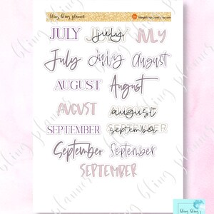 PRINTABLE MONTH STICKERS, Month Script Planner Stickers, October ...