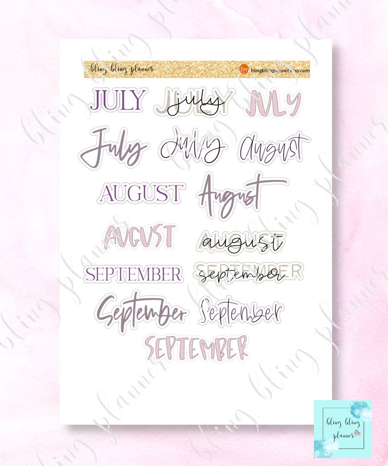 PRINTABLE MONTH STICKERS Month Script Planner Stickers | Etsy