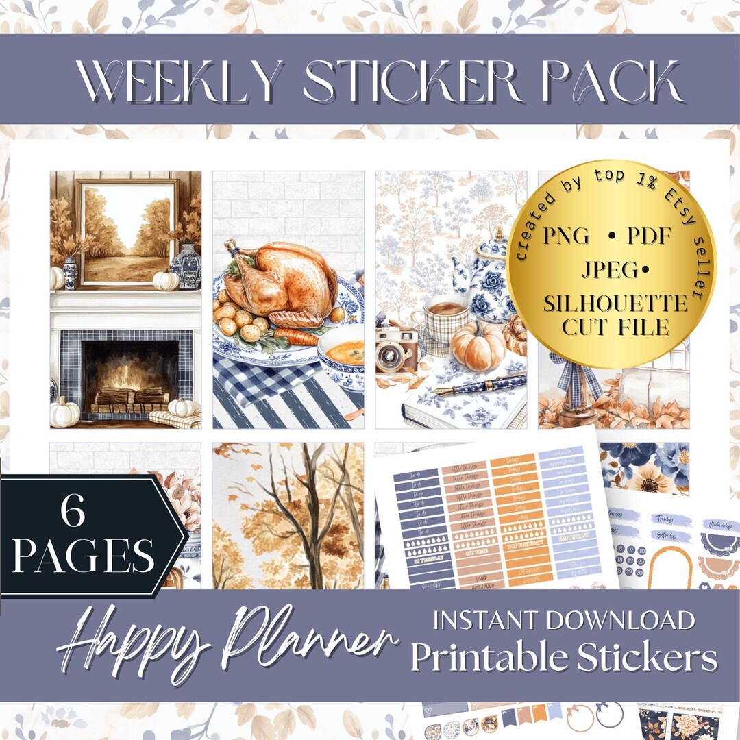 Happy Planner Classic Weekly Printable Planner Sticker, Fall Home ...