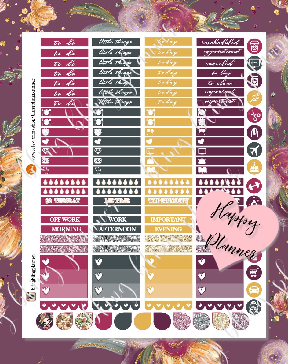 HAPPY PLANNER FALL Planner Sticker Thanksgiving Printable | Etsy