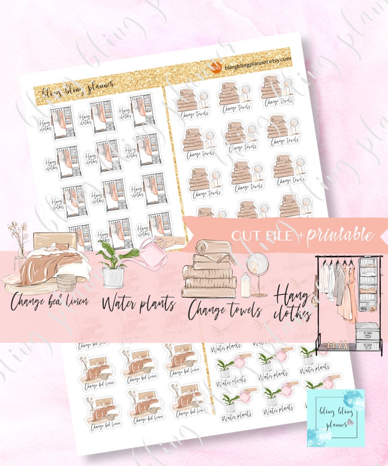 CLEANING PLANNER Stickers Printable Household Stickers - Etsy
