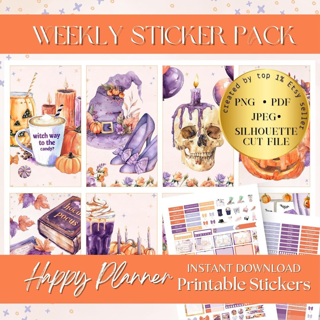 Classic HAPPY PLANNER October Stickers, Sticker Sheet Halloween Spooky ...