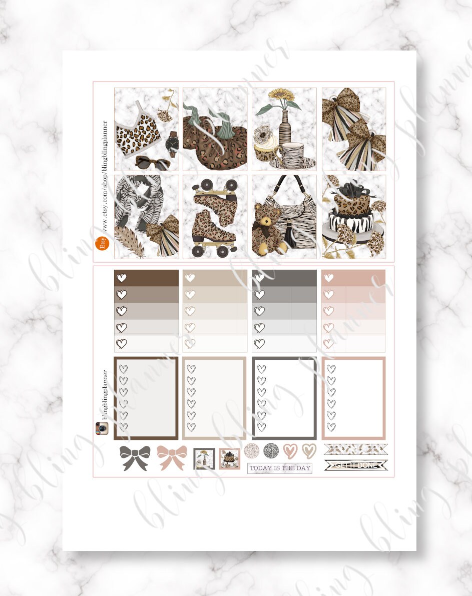 LEOPARD PRINTABLE PLANNER Stickers Leopard Planner Sticker - Etsy