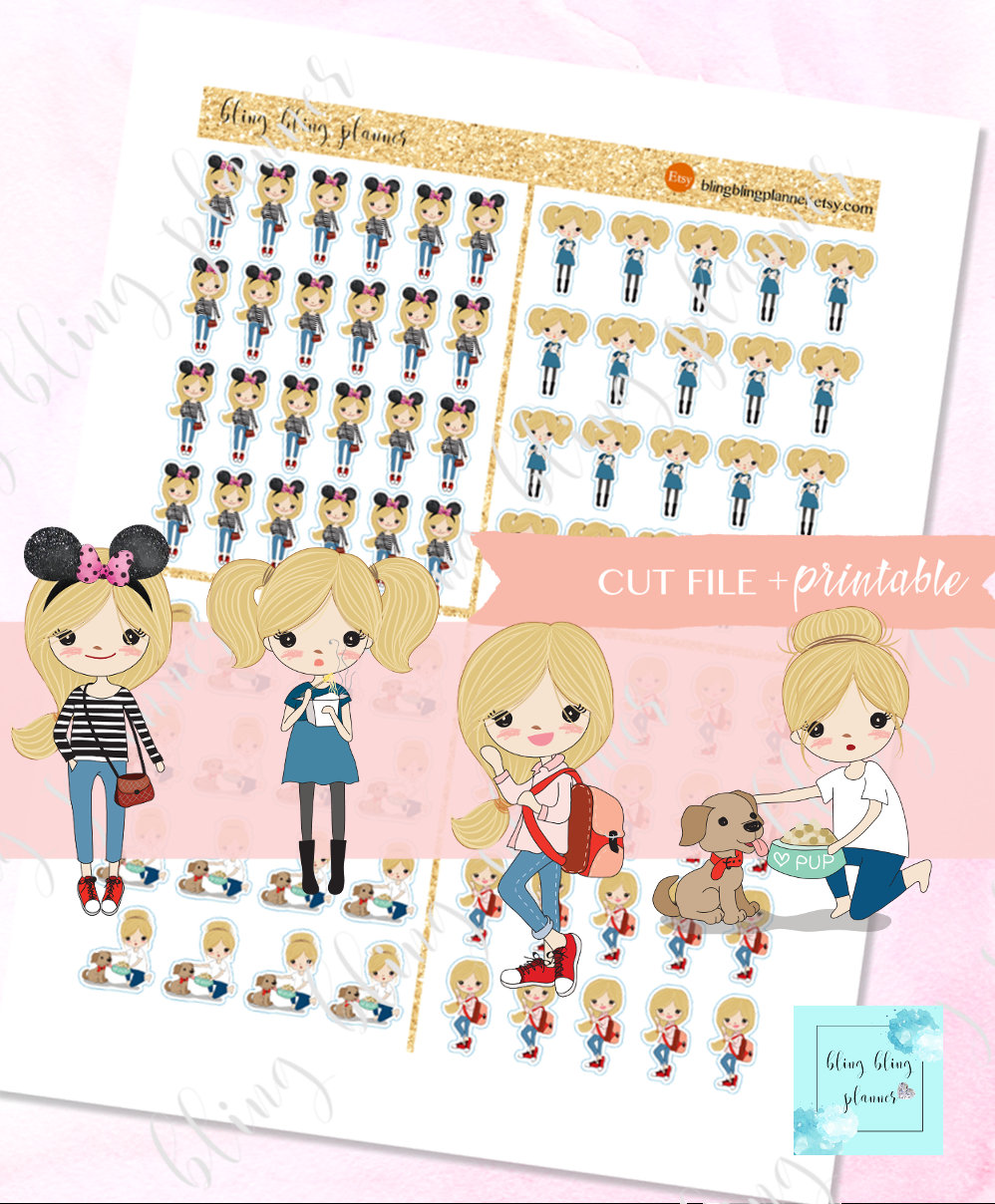 FUNCTIONAL PLANNER STICKERS Kawaii Cute girl planner | Etsy