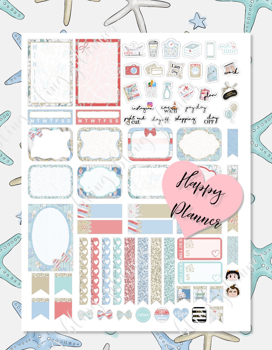 HAPPY PLANNER Summer Stickers, Happy Planner Printable Sticker Kit ...
