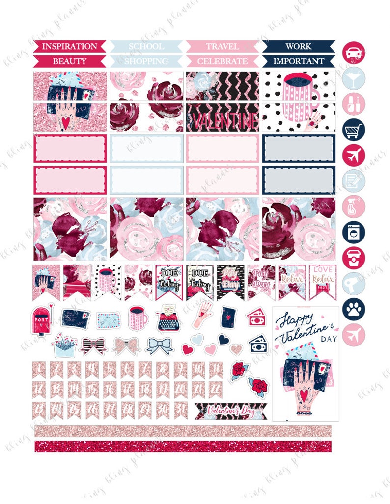 MONTHLY PLANNER Sticker Kit February Bundle Stickers - Etsy